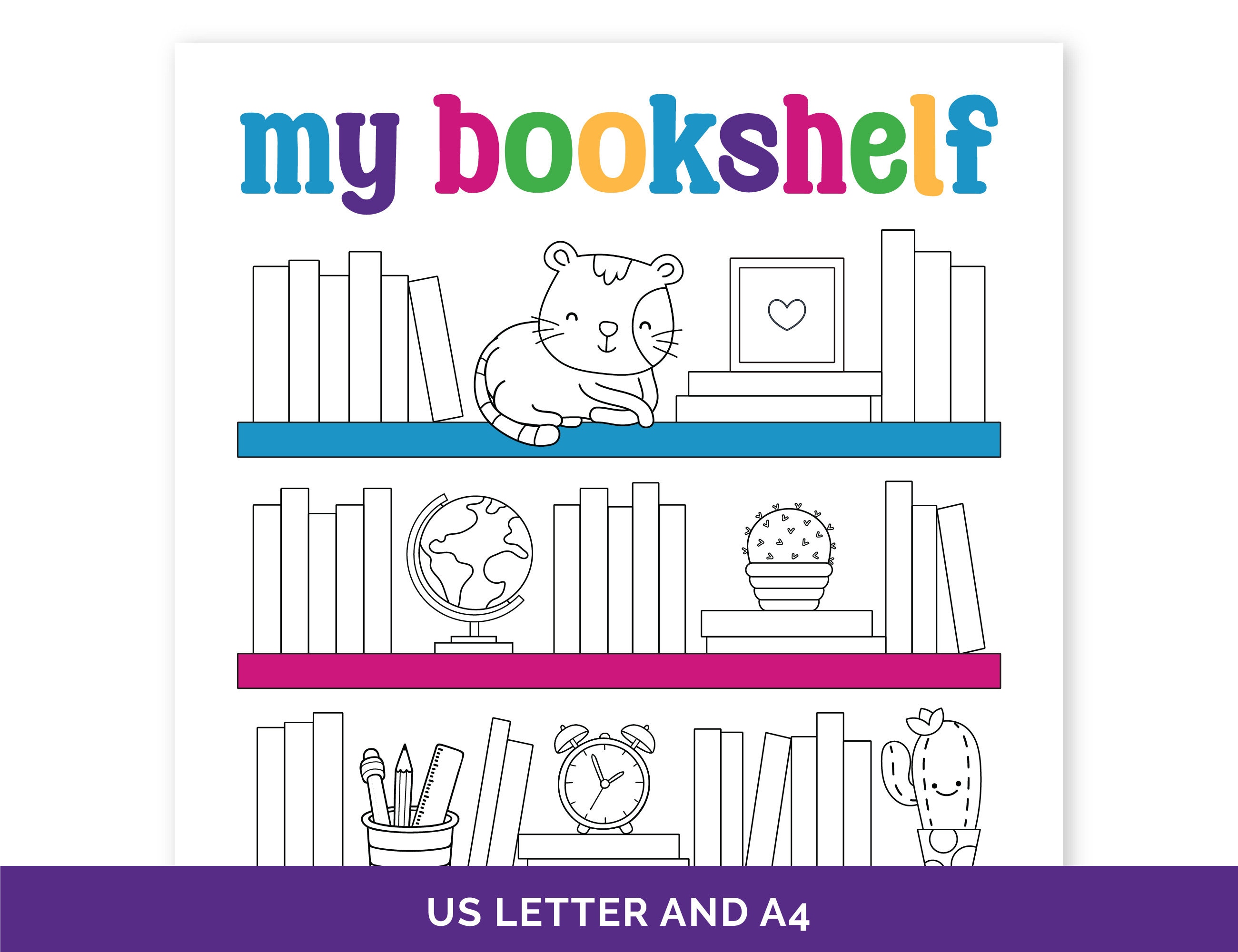 Reading Tracker for Kids, Printable Bookshelf Tracker, 50 Books Summer ...