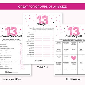 13th Birthday Party Games, Printable Thirteenth Birthday Game Bundle ...