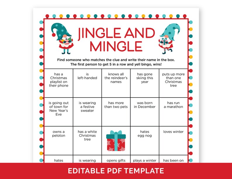 Editable Jingle and Mingle Bingo, Fun Icebreaker Game for a Holiday ...