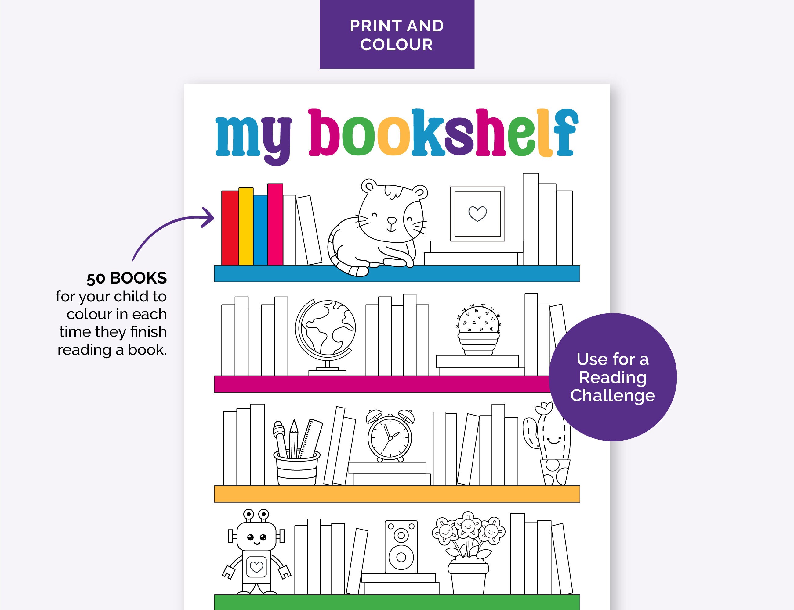 Reading Log for Kids Printable Bookshelf Reading Tracker - Etsy Canada