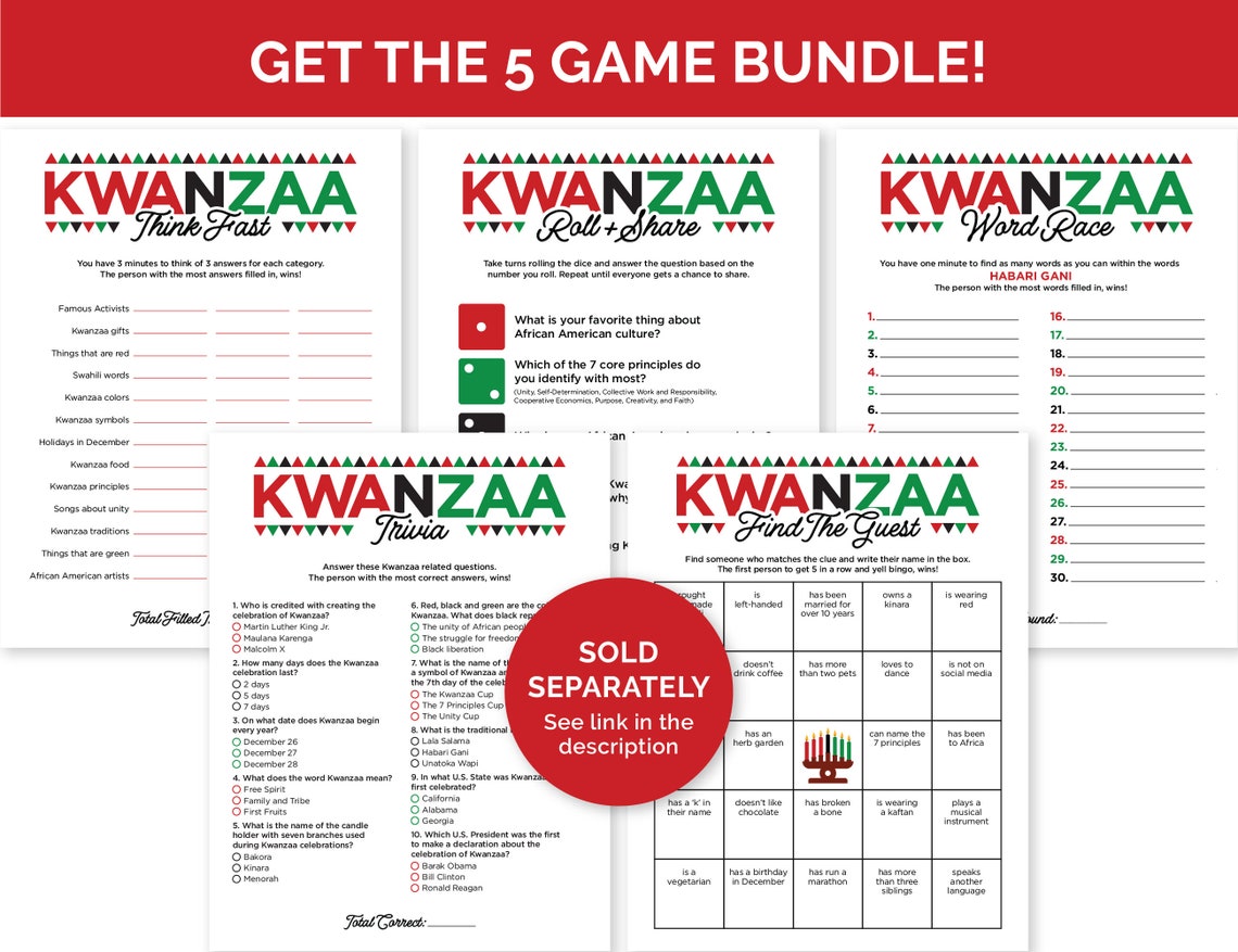Kwanzaa Trivia Game, Printable Quiz for a Family or Classroom Kwanzaa ...