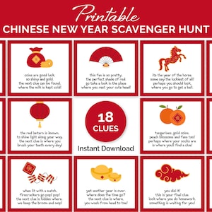 Chinese New Year Scavenger Hunt for Kids, Printable 2026 Lunar New Year ...