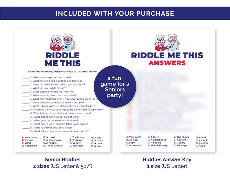 Senior Riddles, Riddle Me This Retirement Home Game, Jokes for Senior ...