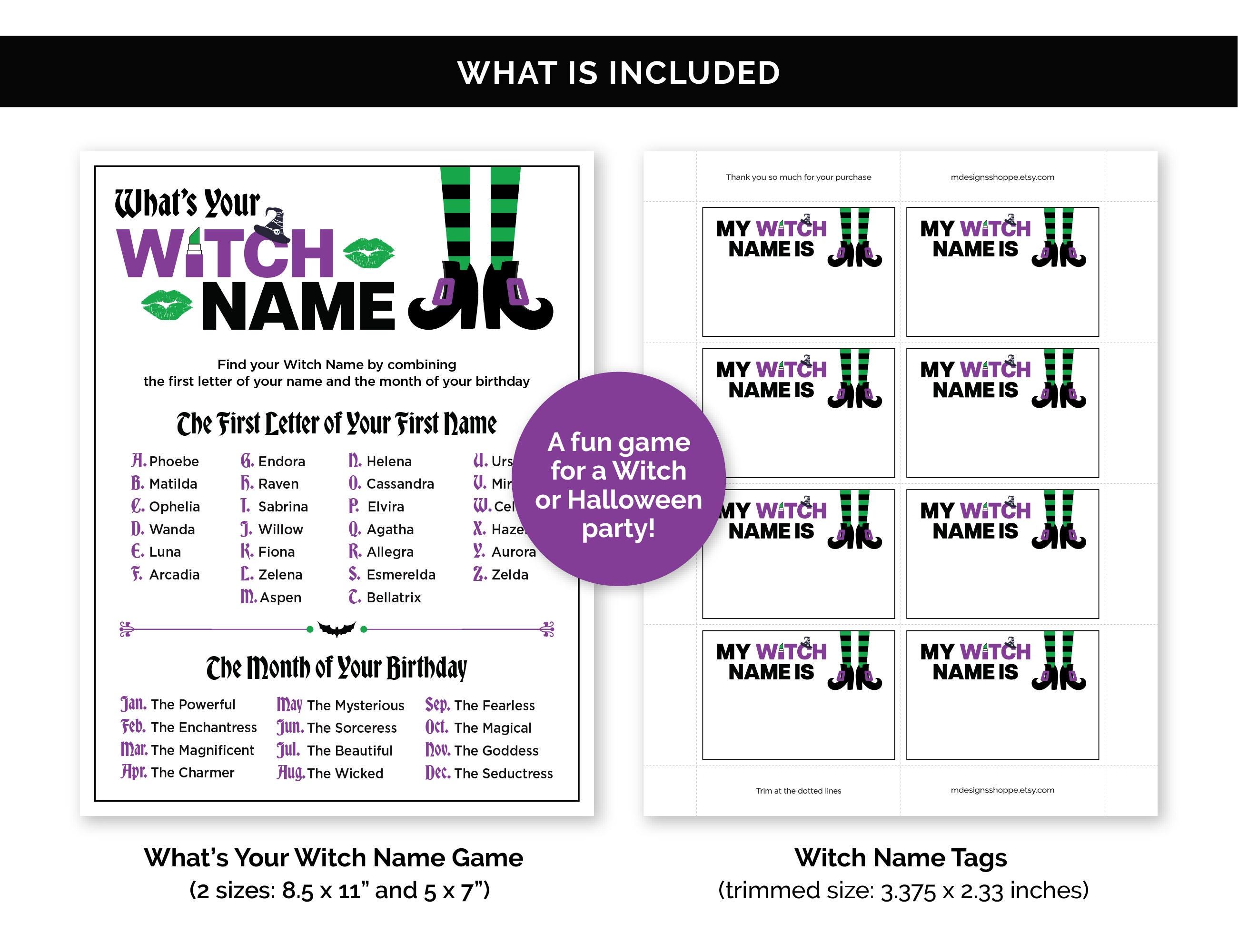 What's Your Witch Name, Printable Witches Night Out Game, Name ...