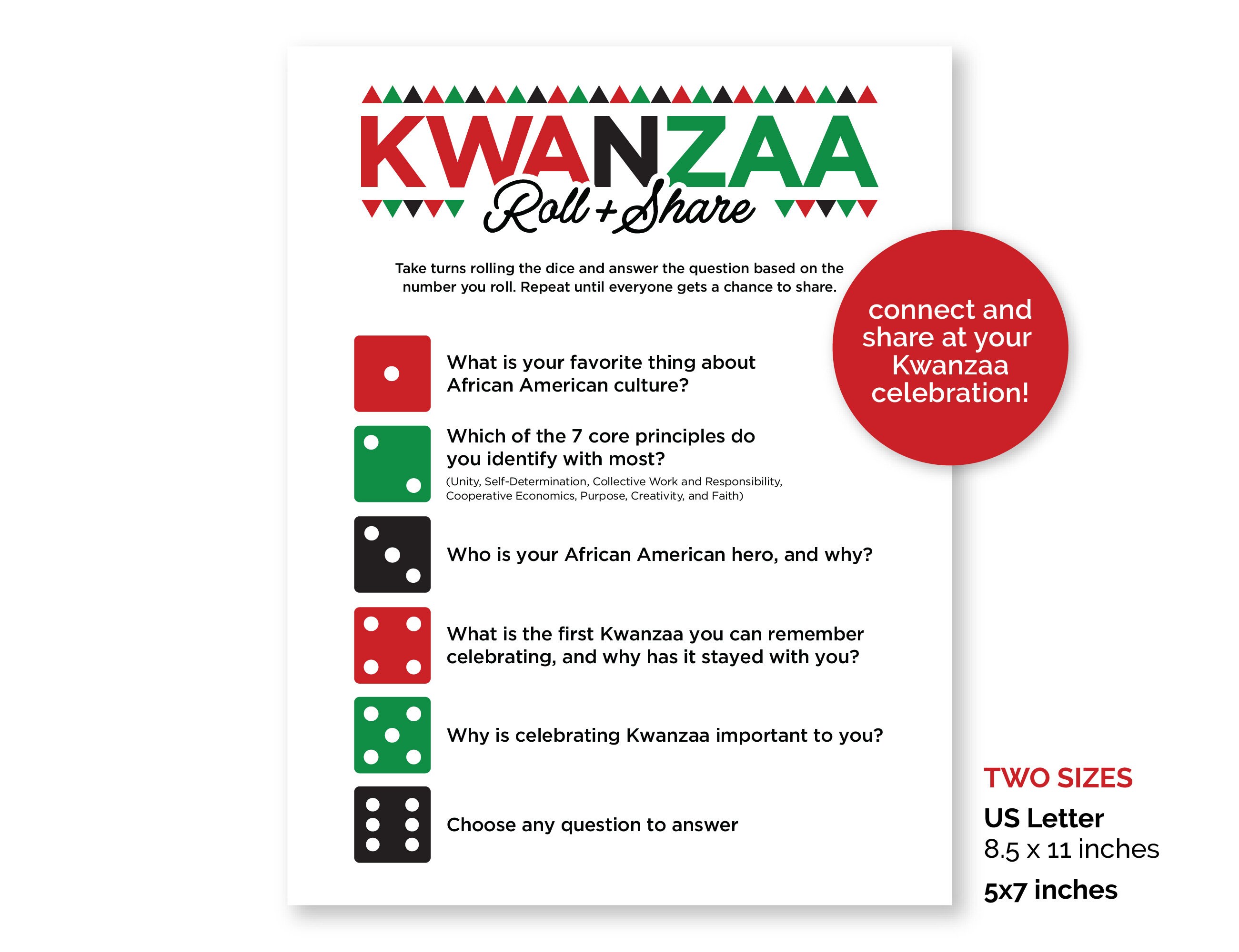 Kwanzaa Roll and Share Dice Game, Printable Game for a Family ...