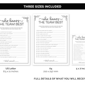 Who Knows the Team Best, Printable Team Building Game for Coworkers ...