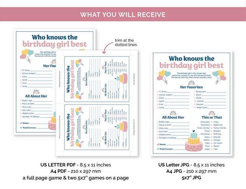 Boho Who Knows the Birthday Girl Best, Printable Birthday Girl Trivia ...