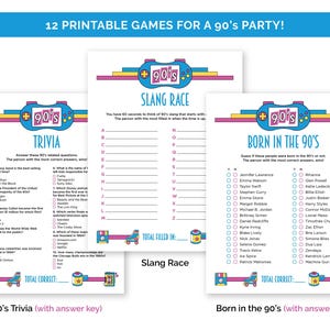 90s Party Games, Printable Game Bundle for a 90s Theme Party, Games for ...