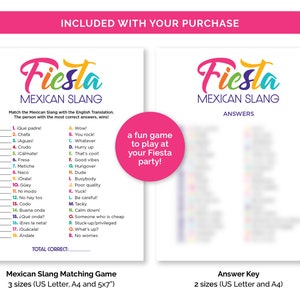 Fiesta Mexican Slang Game, Printable Trivia Game for a Fiesta Birthday ...