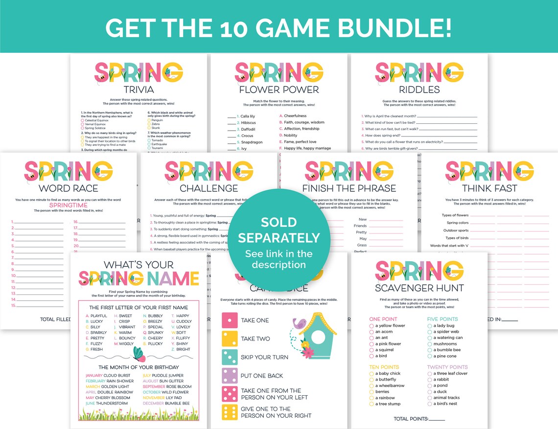 Spring Finish the Phrase, Printable Spring Party Game for Kids & Adults ...