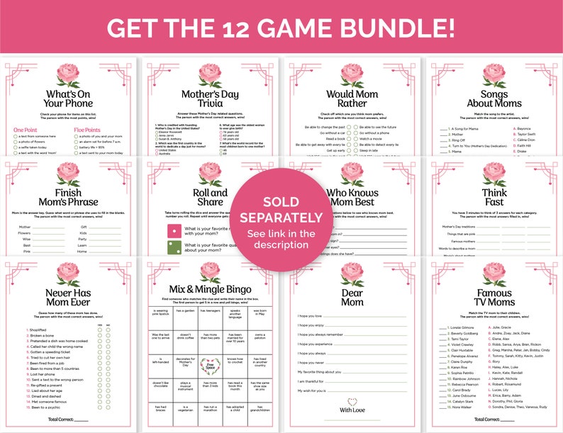 Mother's Day Would She Rather, Printable Would Mom Rather Game for ...