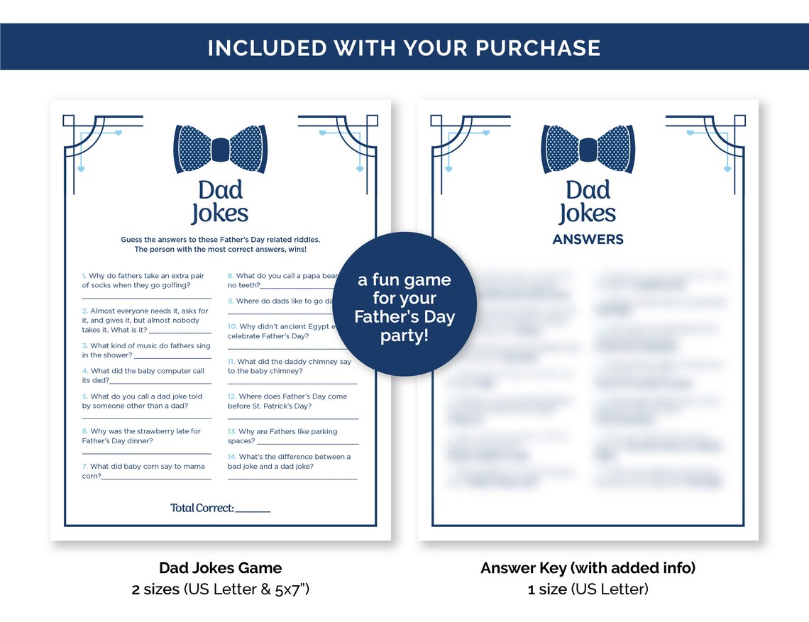 Father's Day Riddles, Printable Dad Jokes for a Father's Day Party, Fun ...