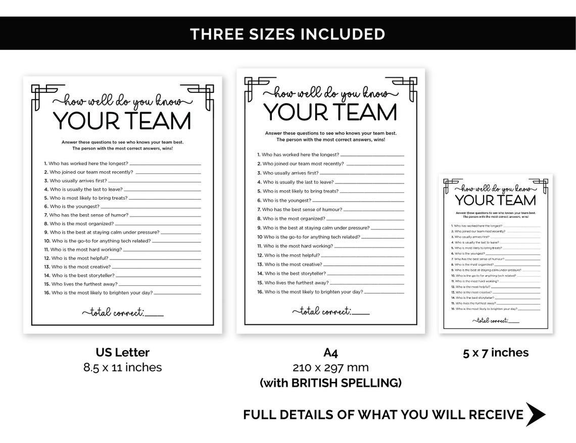 How Well Do You Know Your Team, Printable Team Building Game, Team ...