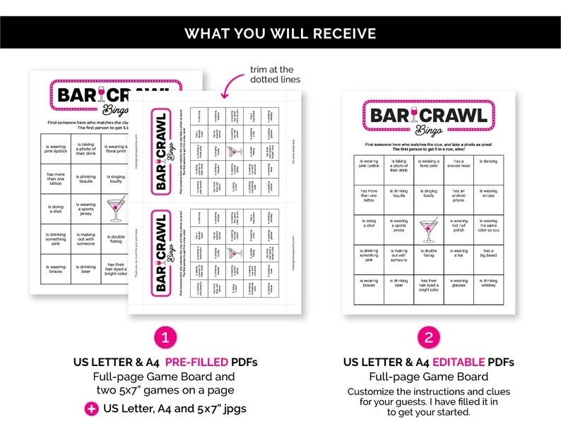 Editable Bar Crawl Bingo Game, Printable Find Someone Who Bar Hopping ...