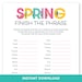 Spring Finish the Phrase, Printable Spring Party Game for Kids & Adults ...