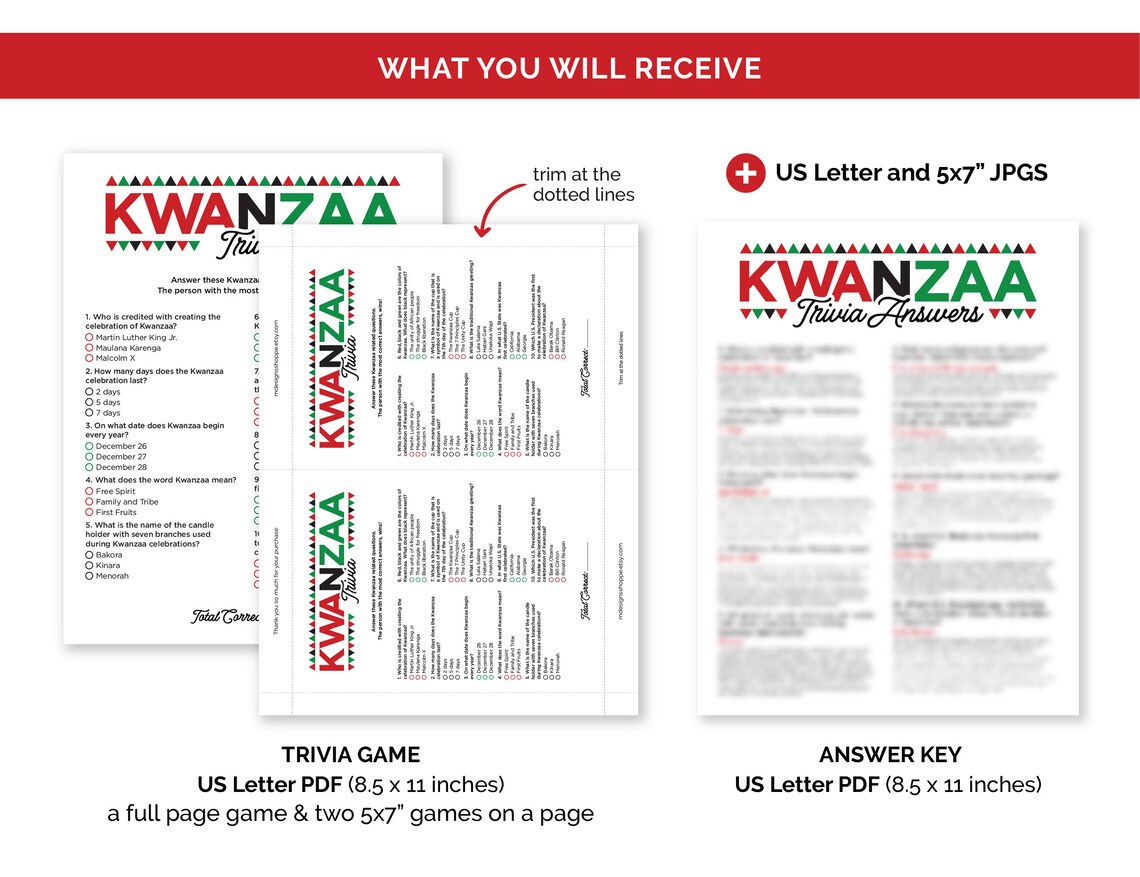 Kwanzaa Trivia Game, Printable Quiz for a Family or Classroom Kwanzaa ...