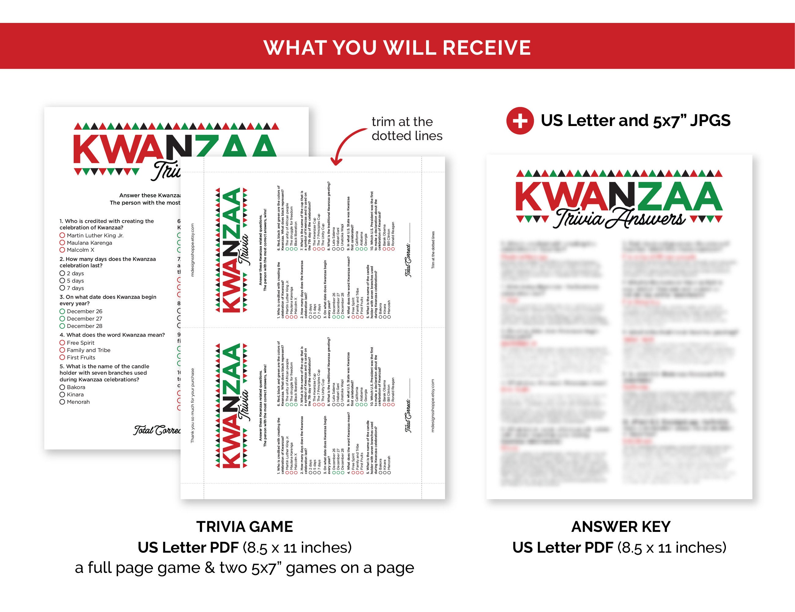 Kwanzaa Trivia Game, Printable Quiz for a Family or Classroom Kwanzaa ...