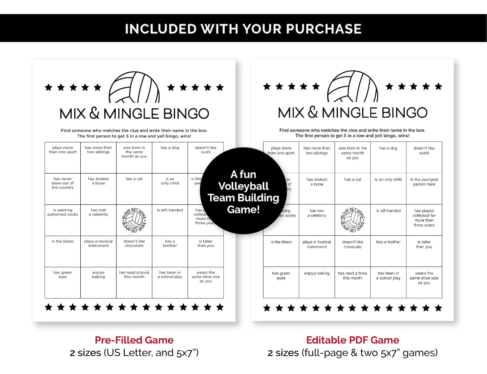 Editable Volleyball Mix & Mingle Bingo, Volleyball Team Building Game ...