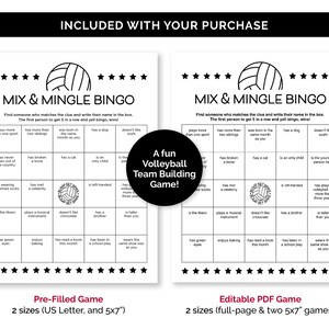 Editable Volleyball Mix & Mingle Bingo, Volleyball Team Building Game ...