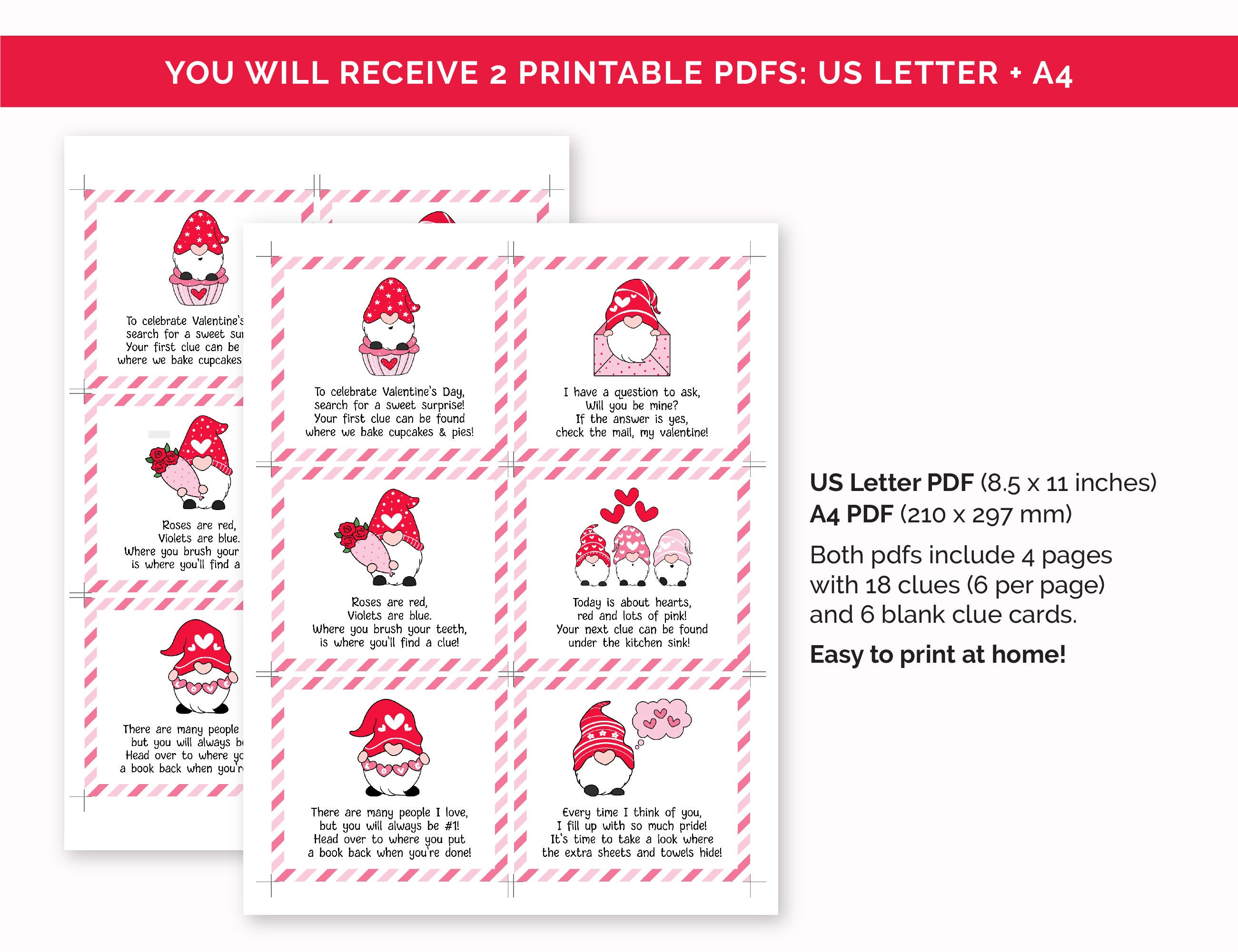 Valentine's Day Scavenger Hunt for Kids, Printable Indoor Treasure Hunt ...