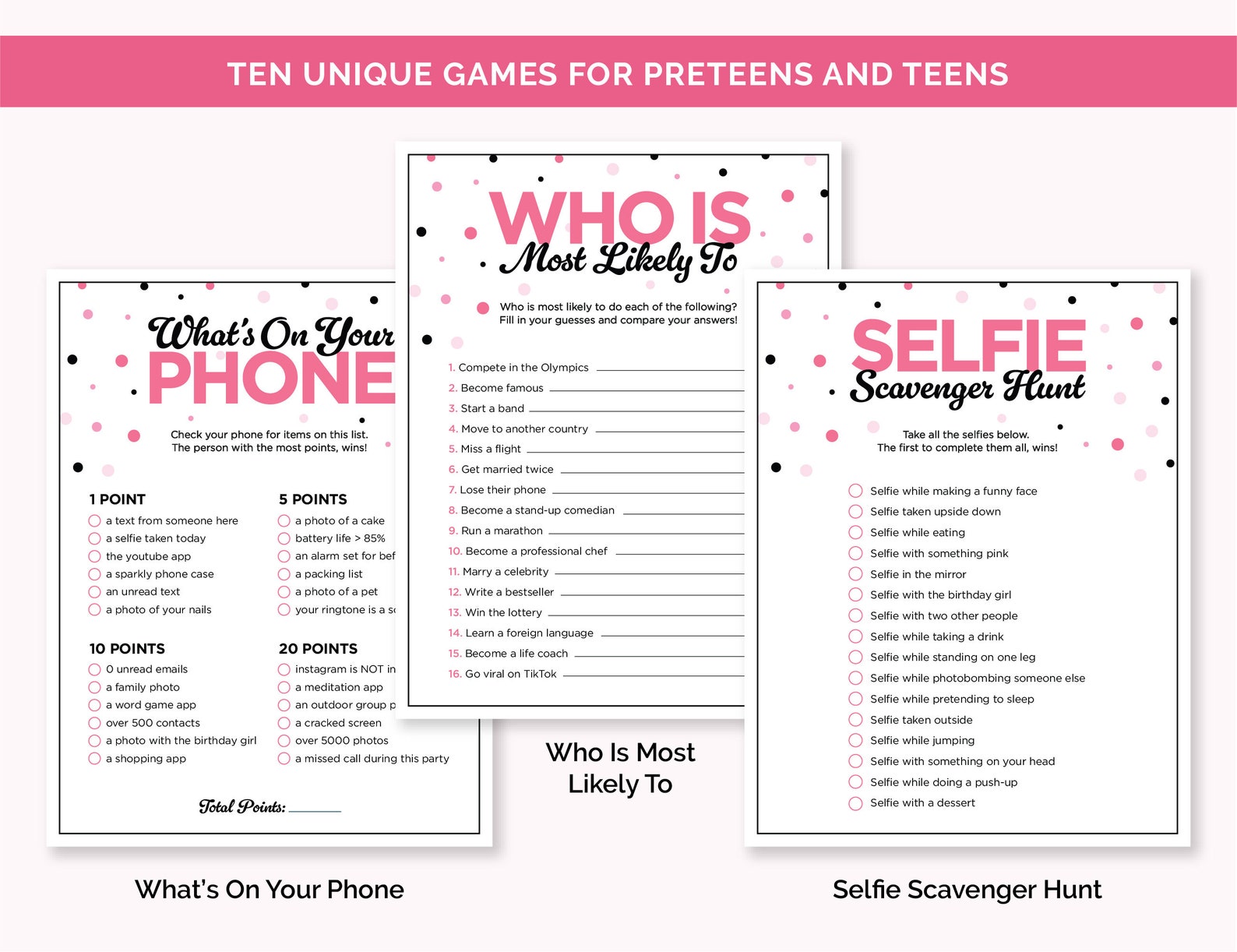 Teen Birthday Games for Girls, Printable Birthday Girl Trivia Games ...