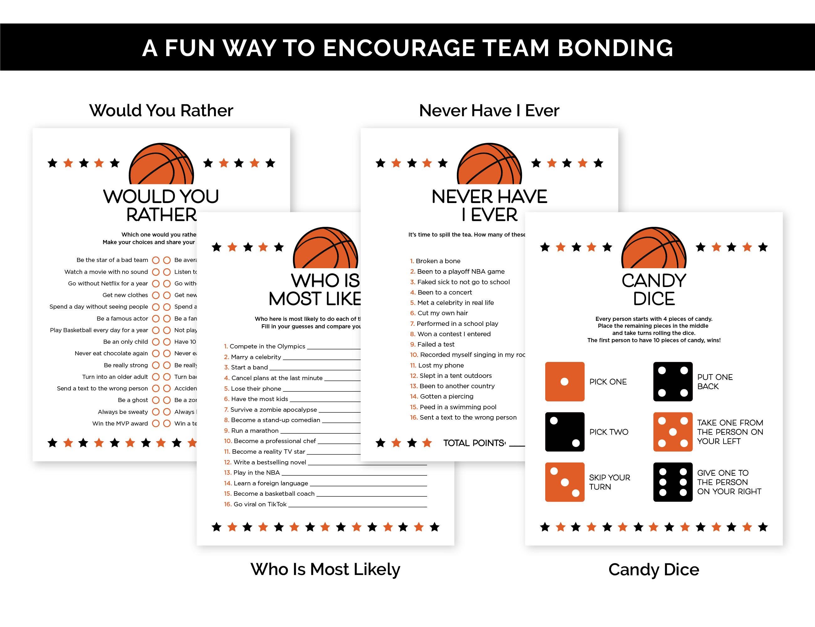 Basketball Games, Printable Games Bundle for a Basketball Team Party ...