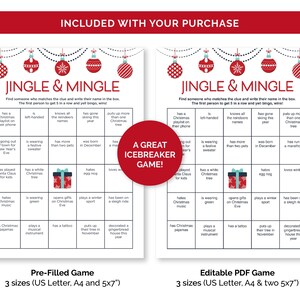 Editable Jingle and Mingle Bingo, Christmas Find the Guest Bingo Game ...