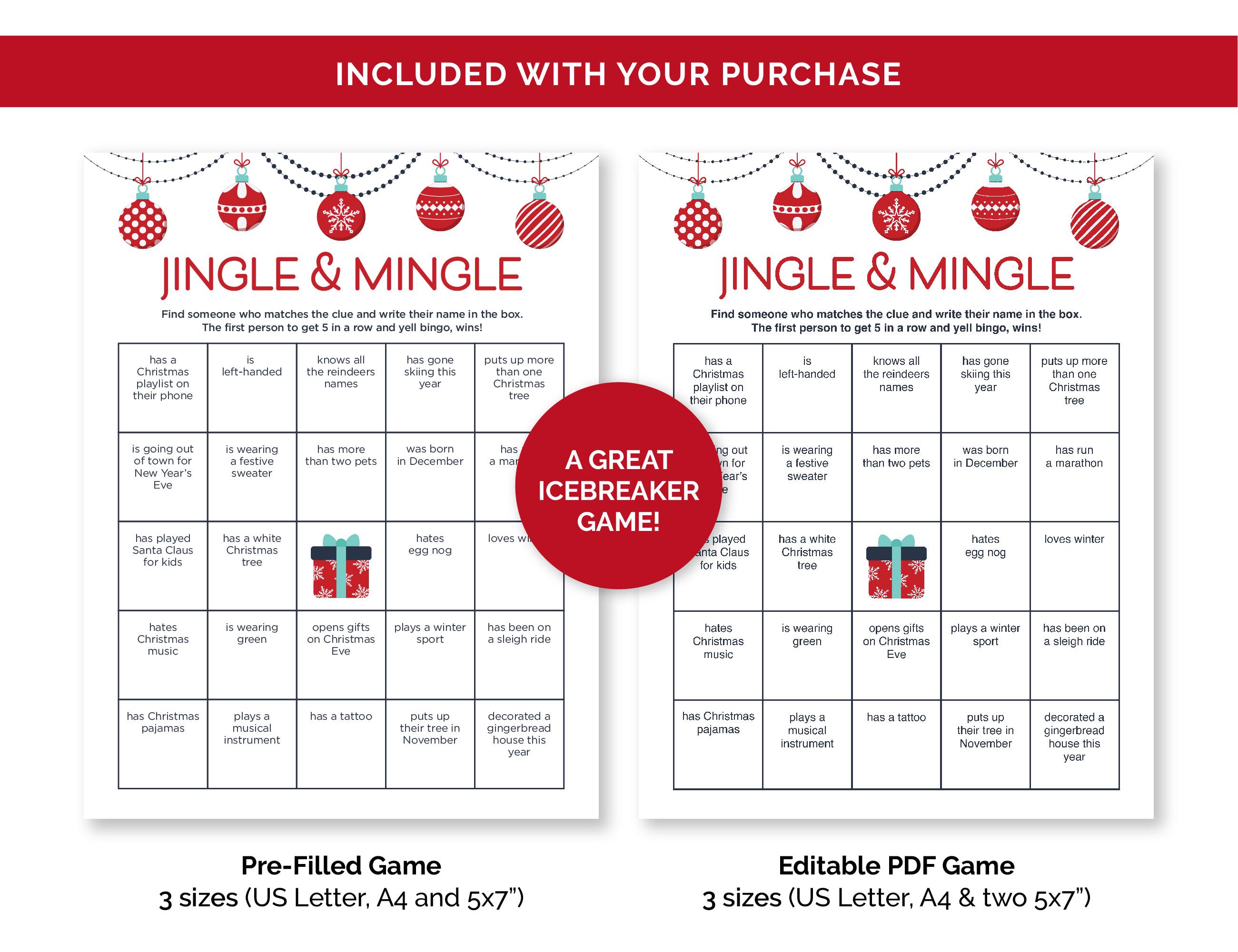 Editable Jingle and Mingle Bingo, Christmas Find the Guest Bingo Game ...
