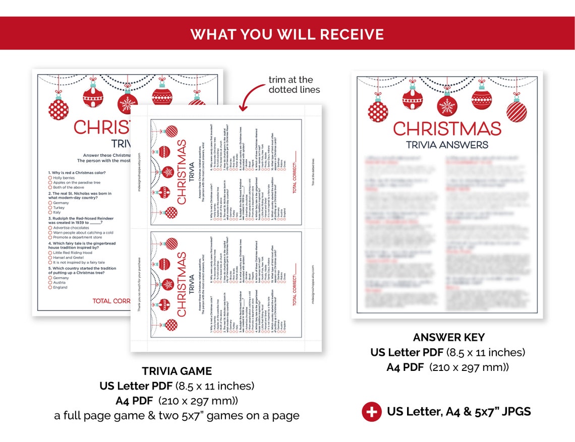 Christmas Trivia Game, Printable Holiday Trivia Questions With Answers ...