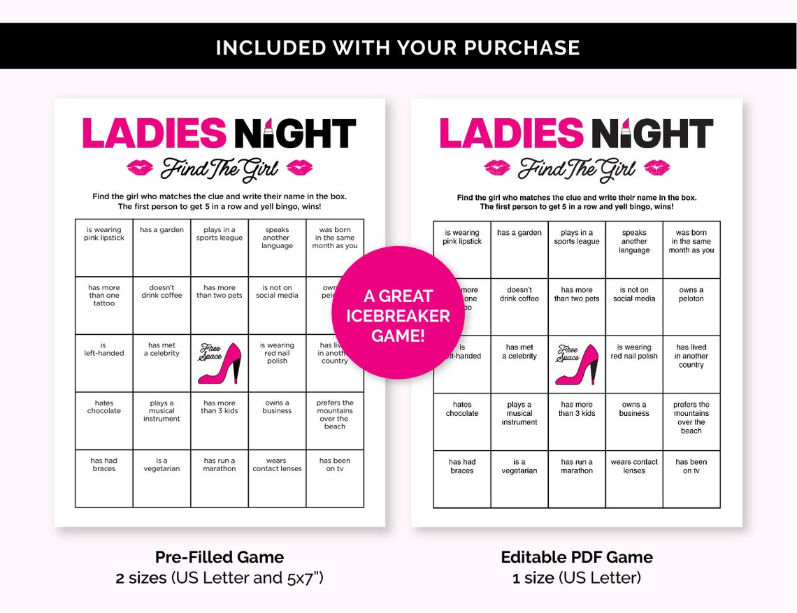 Ladies Night Bingo Game, Editable Icebreaker Party Game for a Girls ...