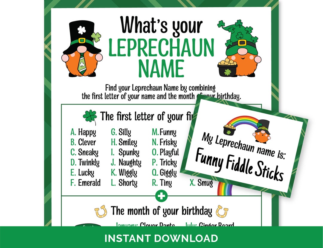 What's Your Leprechaun Name Game, Printable St. Patrick's Day Party ...