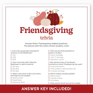 Friendsgiving Trivia Game, Printable Thanksgiving Quiz With Answers ...