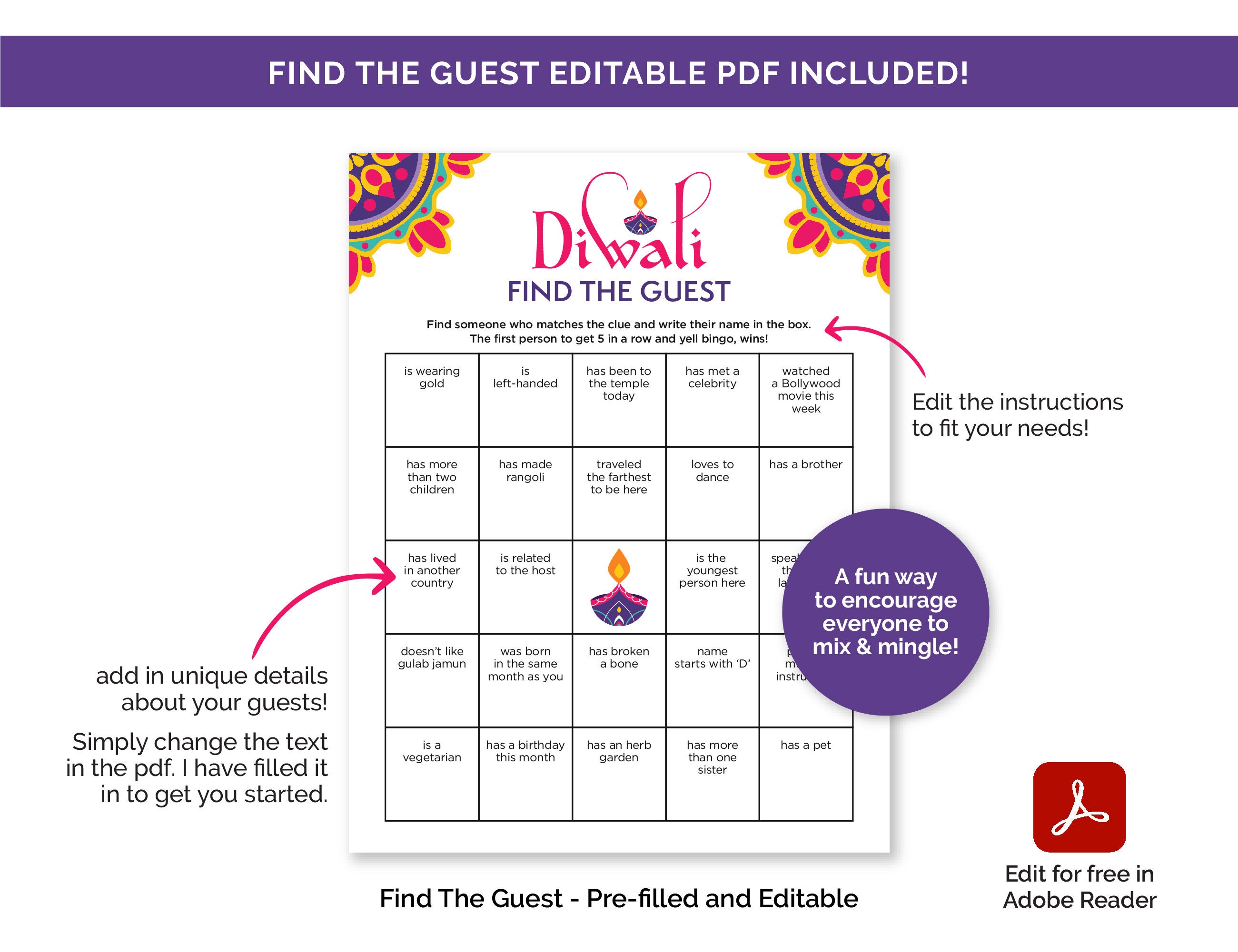 Diwali Party Games for Adults and Kids, Printable Icebreaker Games ...