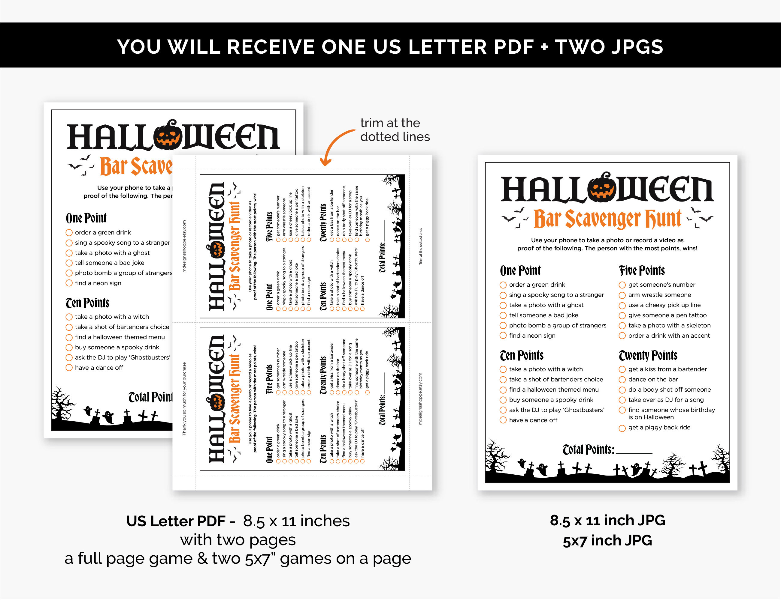 Halloween Bar Scavenger Hunt, Printable Halloween Bar Game for Adults ...