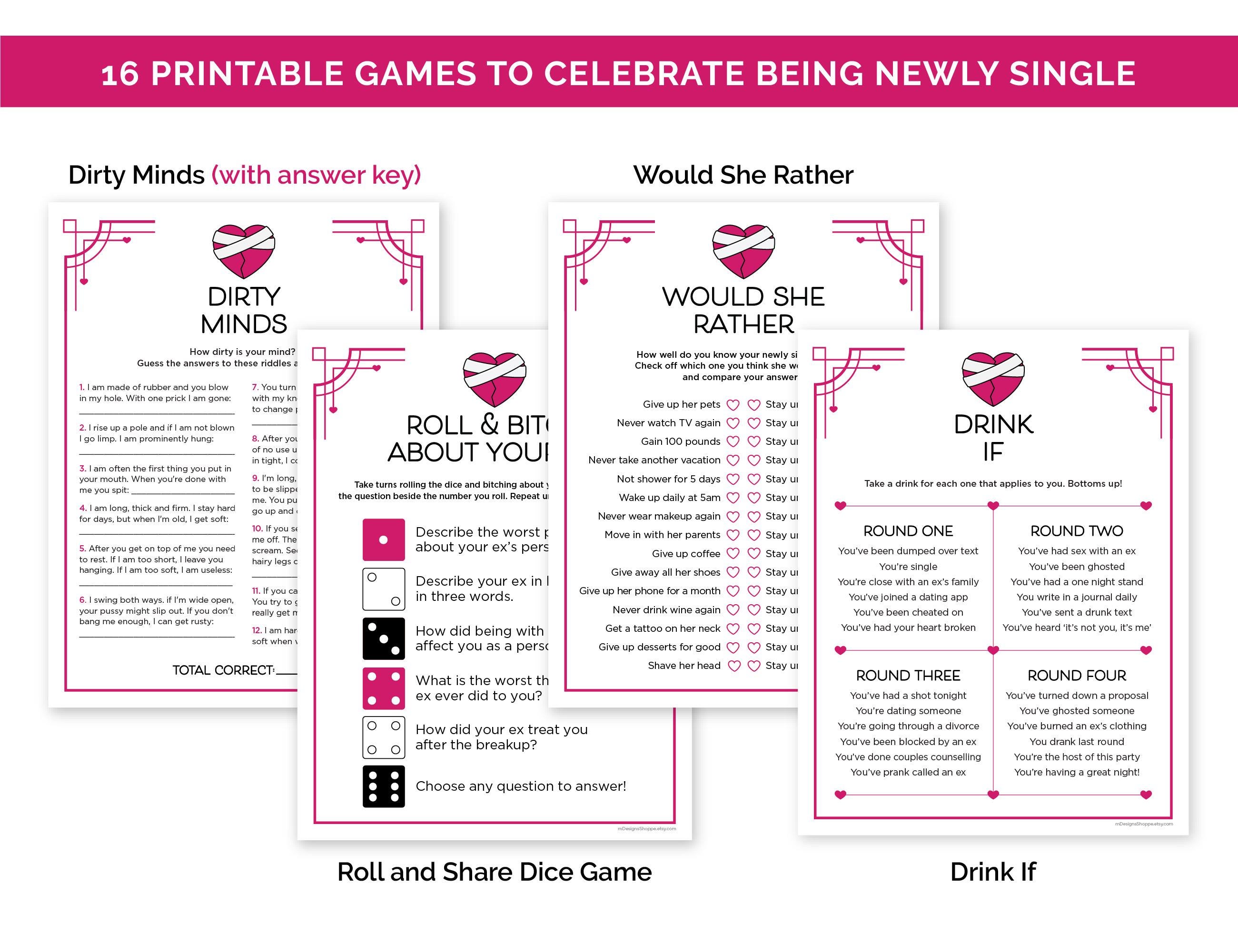 Divorce Party Games, Printable Game Bundle for a Breakup Party, Newly ...