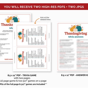 Thanksgiving Trivia Game, Printable Thanksgiving Quiz With Answers ...