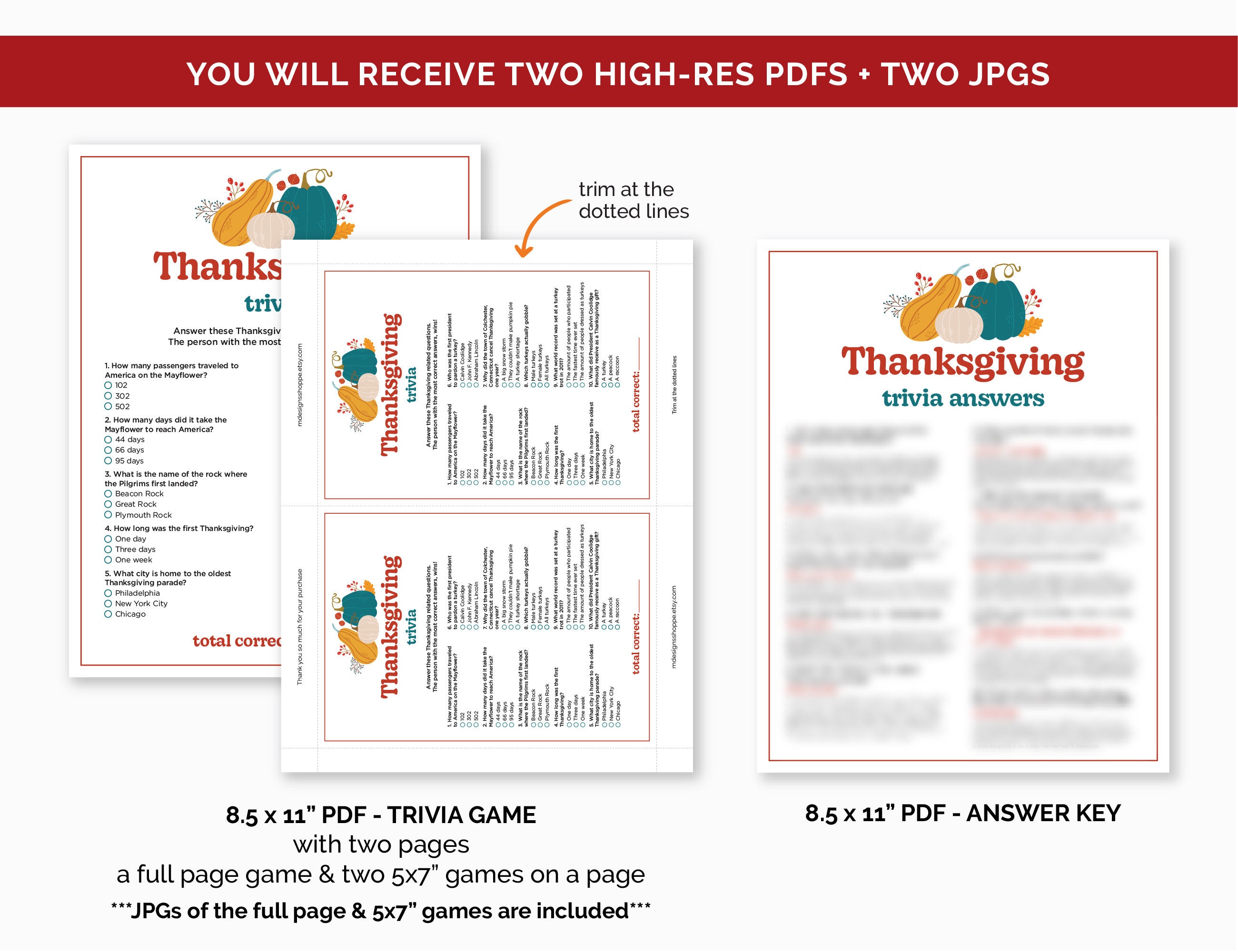 Thanksgiving Trivia Game, Printable Thanksgiving Quiz With Answers ...