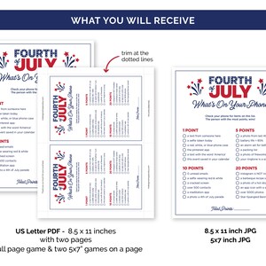 Fourth of July What's on Your Phone Game, Printable Phone Scavenger ...