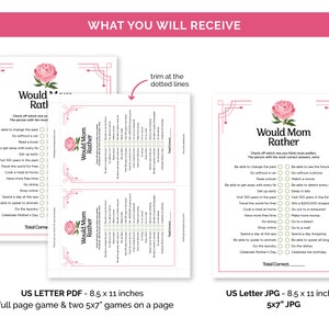 Mother's Day Would She Rather, Printable Would Mom Rather Game for ...