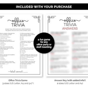 Office Trivia Game, Printable Quiz With Answers for an Office Party ...