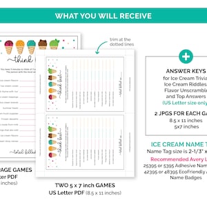 Ice Cream Party Games, Printable Games Bundle for an Ice Cream Social ...