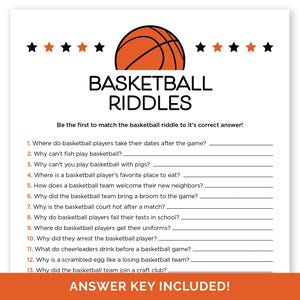 Basketball Riddles, Printable Riddle Me This Game for a Basketball Team ...