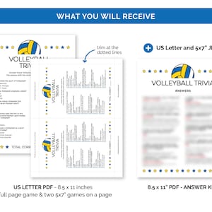 Volleyball Trivia Game, Printable Quiz With Answers for a Volleyball ...