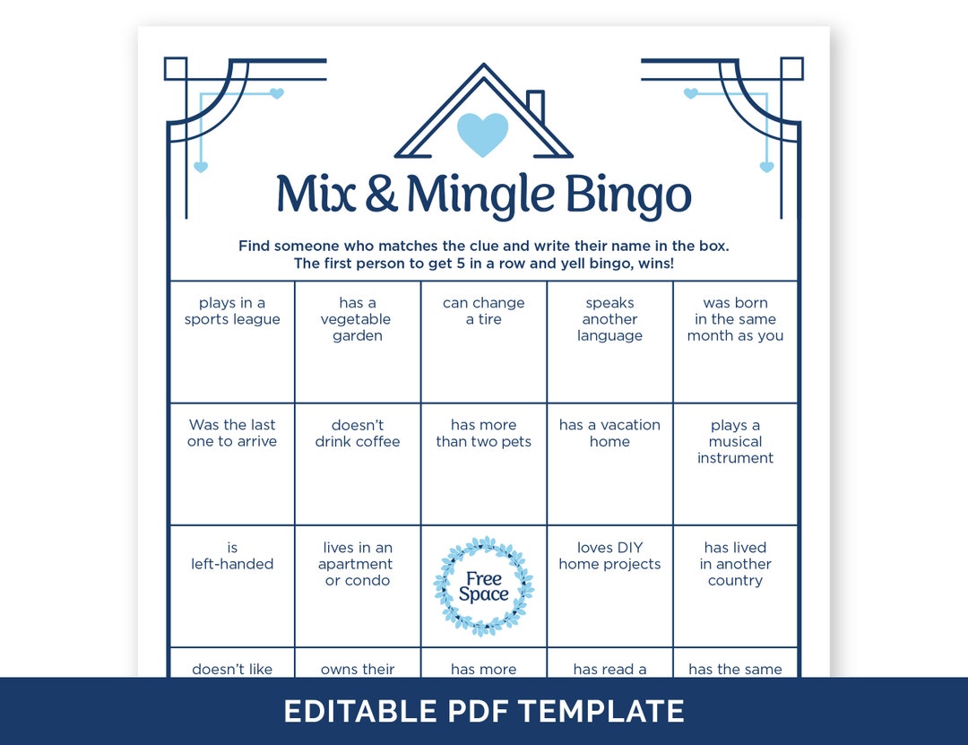 Editable Housewarming Find the Guest Bingo, Icebreaker Game for a ...