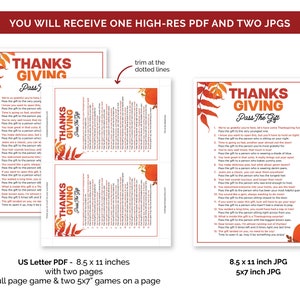 Thanksgiving Pass the Gift Game, Printable Pass the Present ...