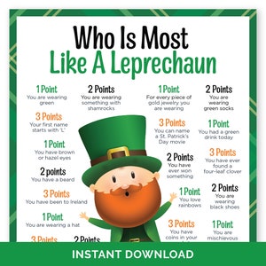 Who is Most Like A Leprechaun, Printable St. Patricks Day Game for ...