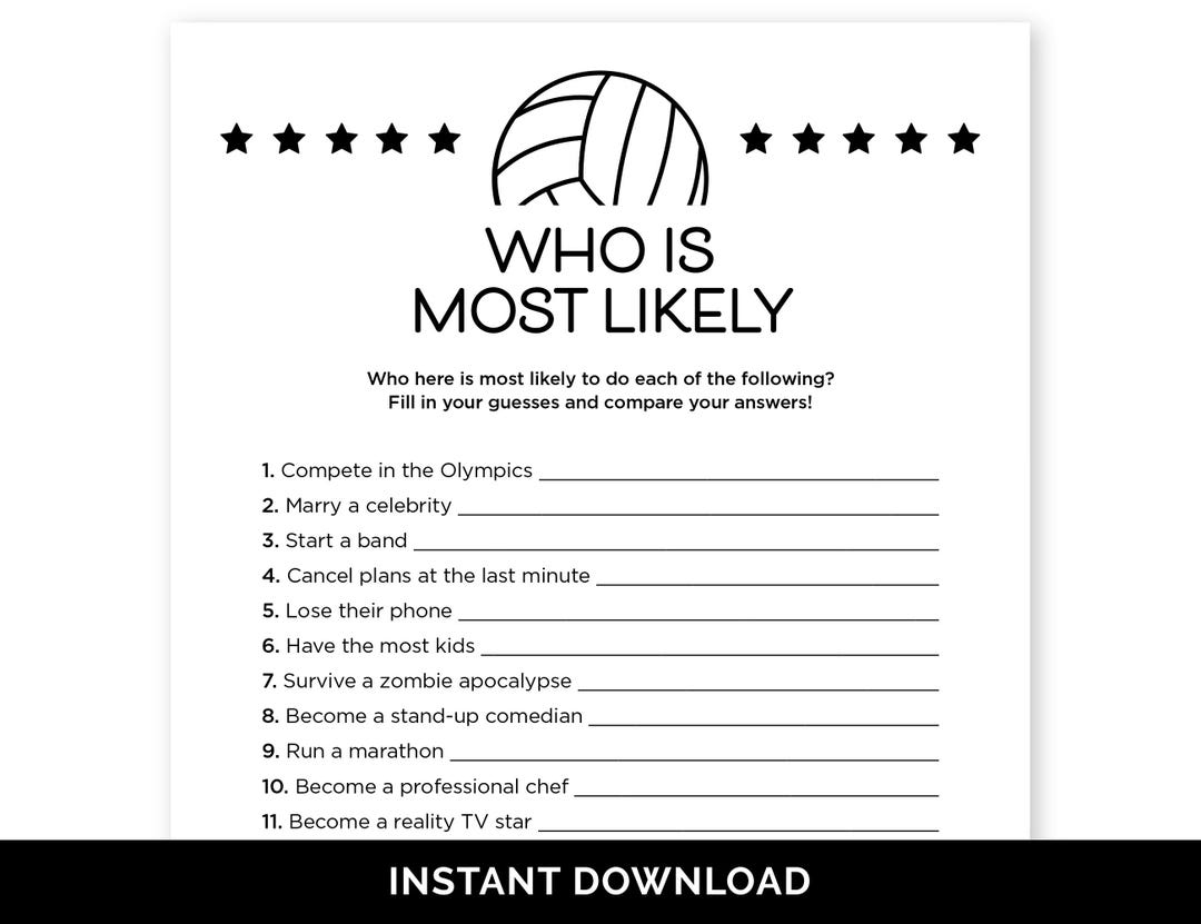 Volleyball Who is Most Likely, Volleyball Birthday Game, Superlatives ...