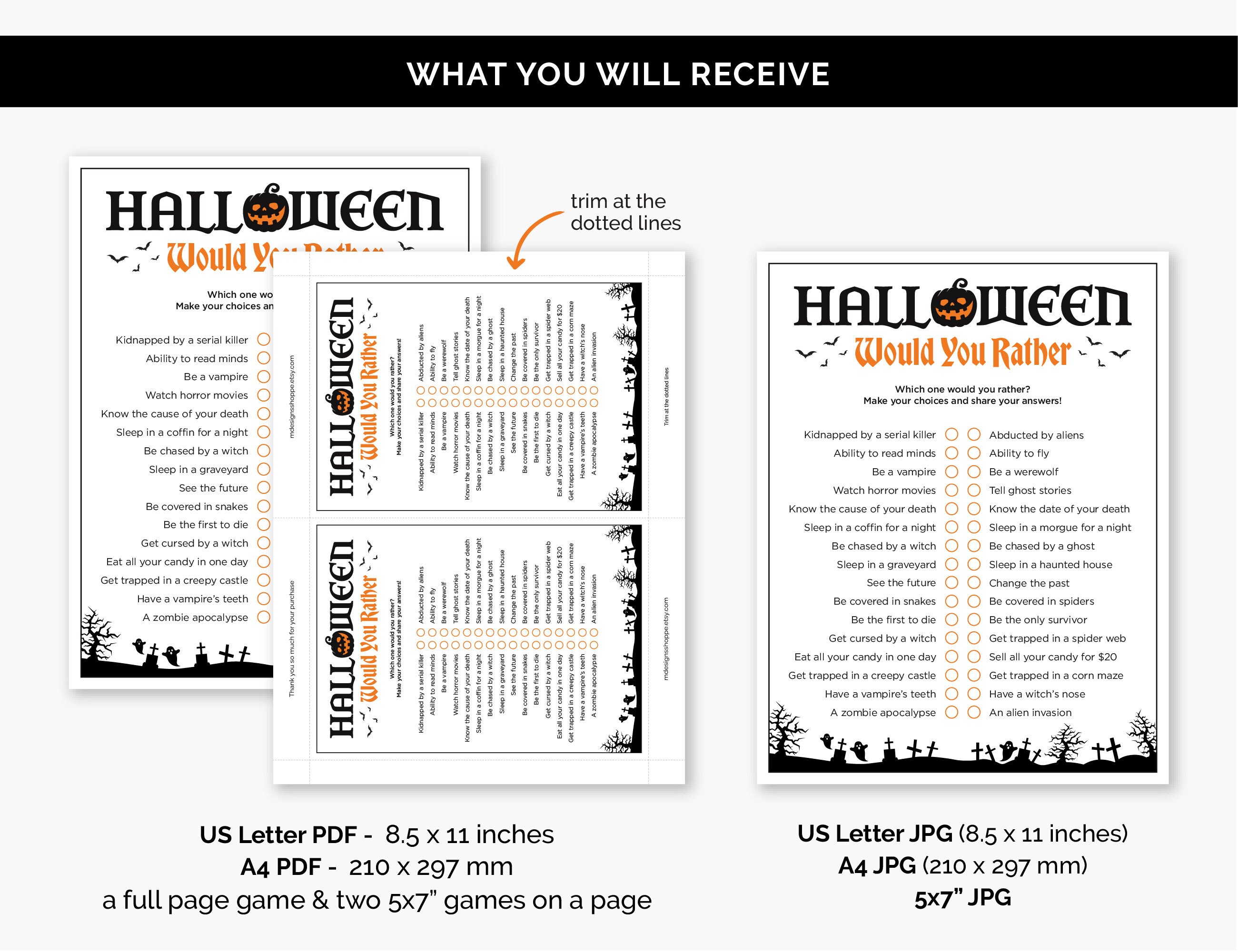 Halloween Would You Rather Printable Icebreaker Game for - Etsy