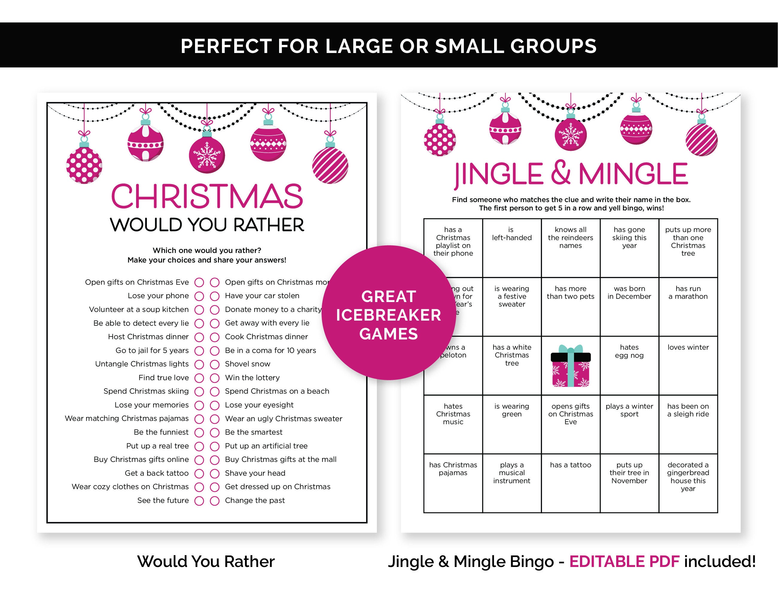 Christmas Ladies Night Games, Printable Games Bundle for a Holiday ...