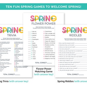 Spring Games Bundle, Printable Spring Party Games for Kids, Teens and ...